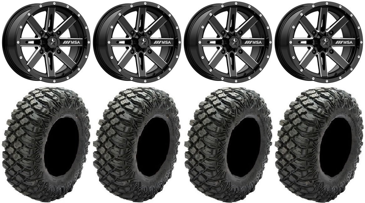 MSA Milled Boxer 15" ATV Wheels 32" Crawler XG Tires Sportsman RZR ...