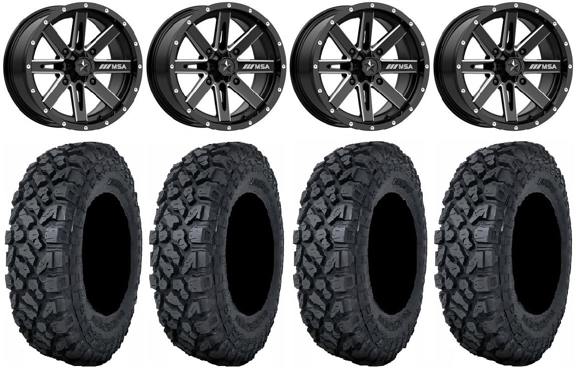 MSA Milled Boxer 15" ATV Wheels 32" Klever X/T Tires Sportsman RZR ...