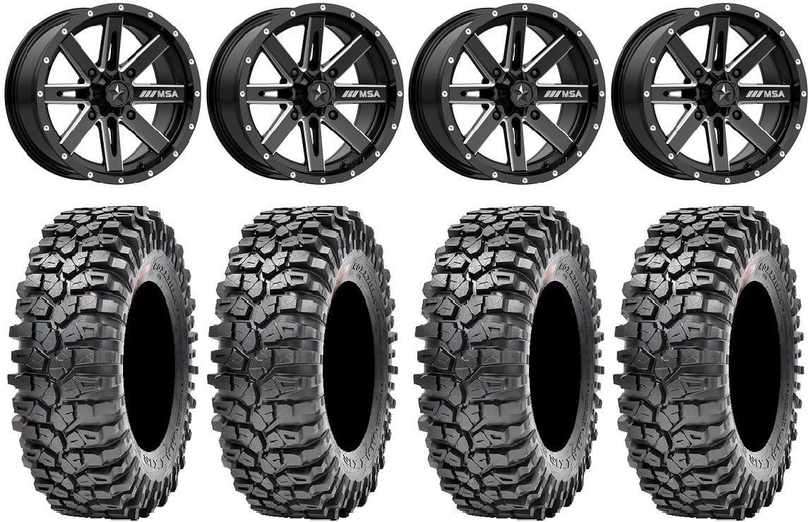 MSA Milled Boxer 15" ATV Wheels 32" Roxxzilla 396 Tires Can-Am ...