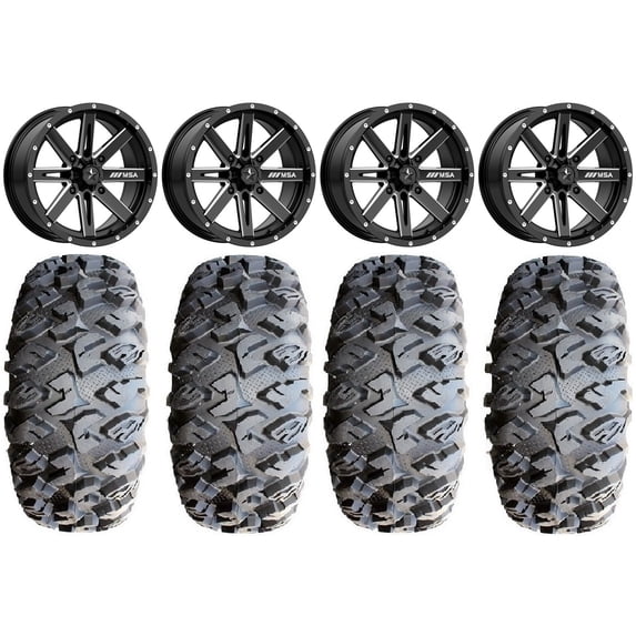 MSA Milled Boxer 16" ATV Wheels 29" MotoClaw Tires Sportsman RZR Ranger ...