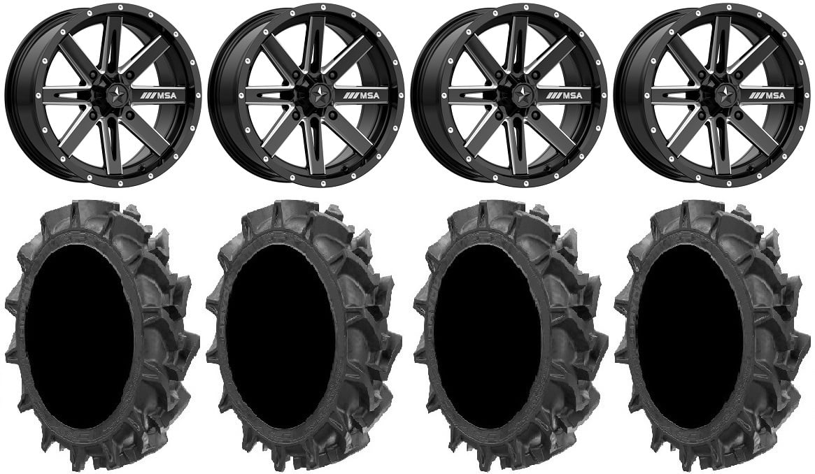 MSA Milled Boxer 16" ATV Wheels 30" MotoHavok Tires Can-Am Commander ...