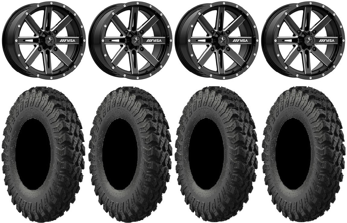 MSA Milled Boxer 16" ATV Wheels 30" MotoRally Tires Sportsman RZR ...