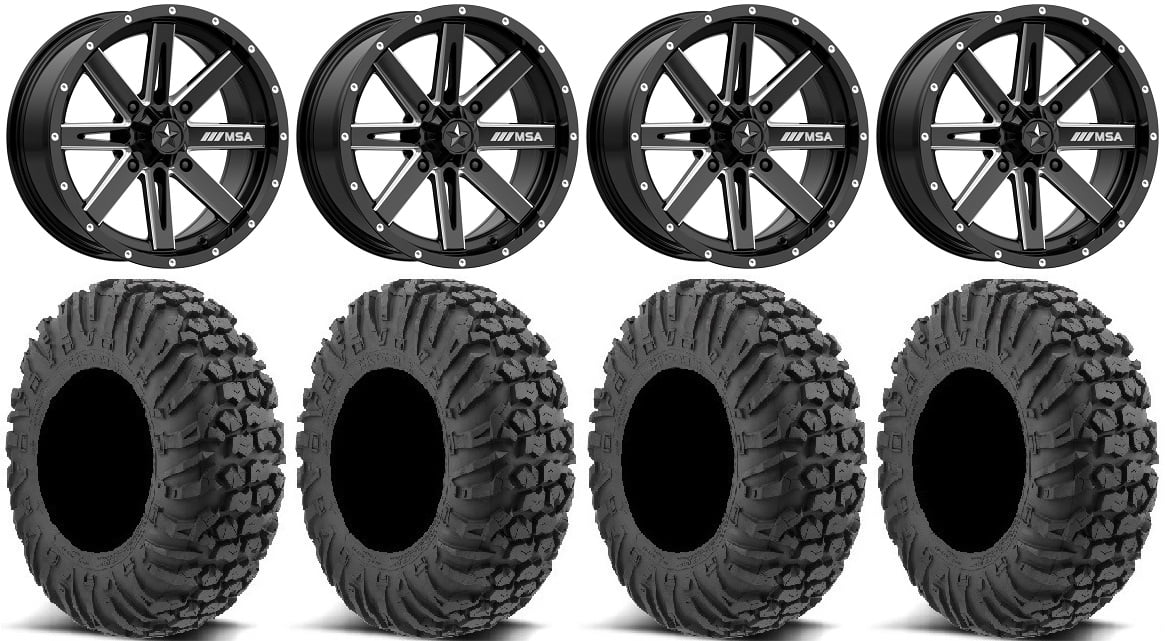 MSA Milled Boxer 16" ATV Wheels 30" MotoVator Tires Sportsman RZR ...
