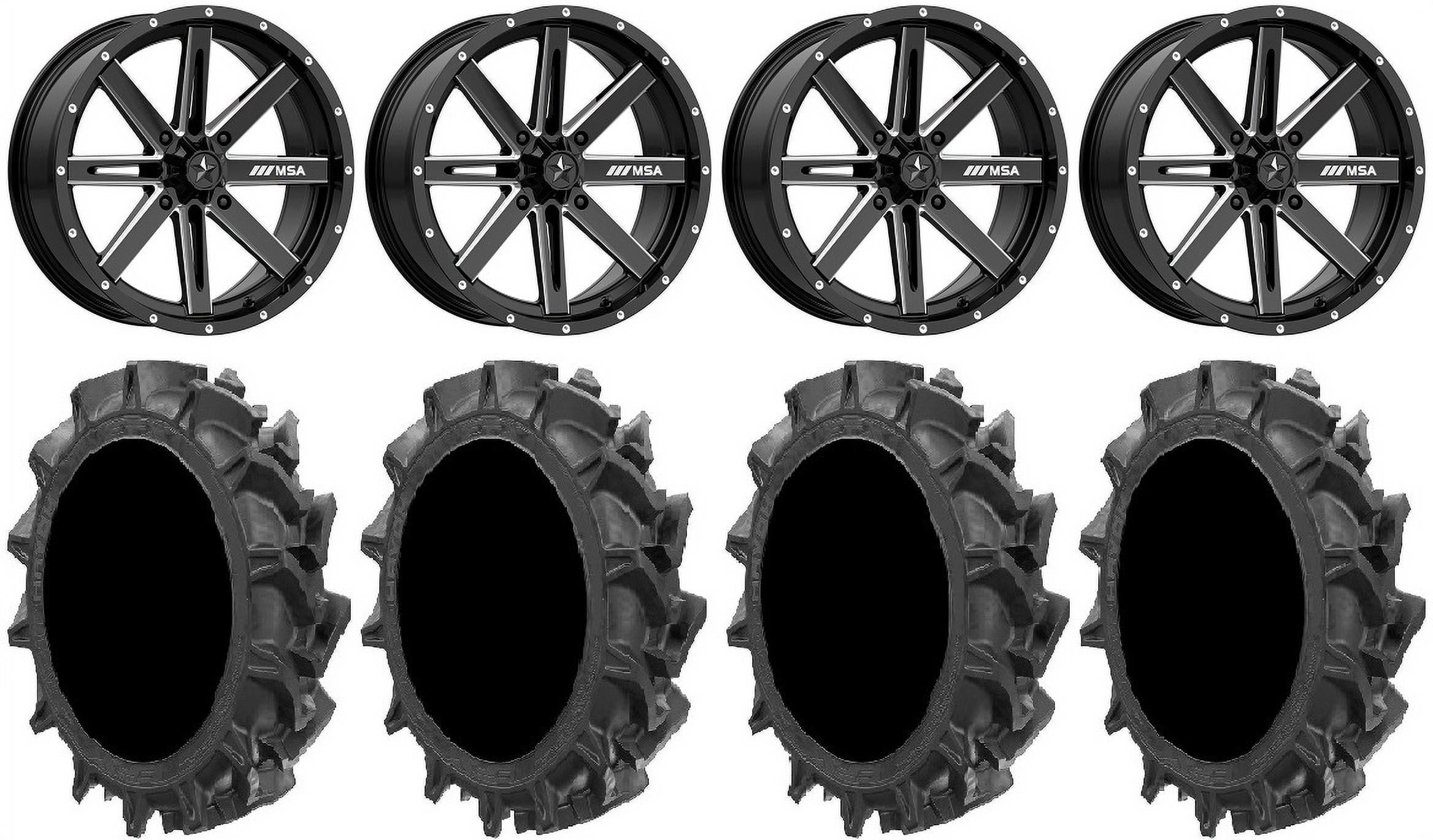 MSA Milled Boxer 18" ATV Wheels 32" MotoHavok Tires Sportsman RZR ...