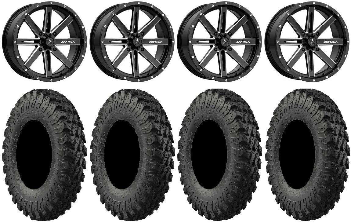 MSA Milled Boxer 18" ATV Wheels 35" MotoRally Tires Sportsman RZR ...