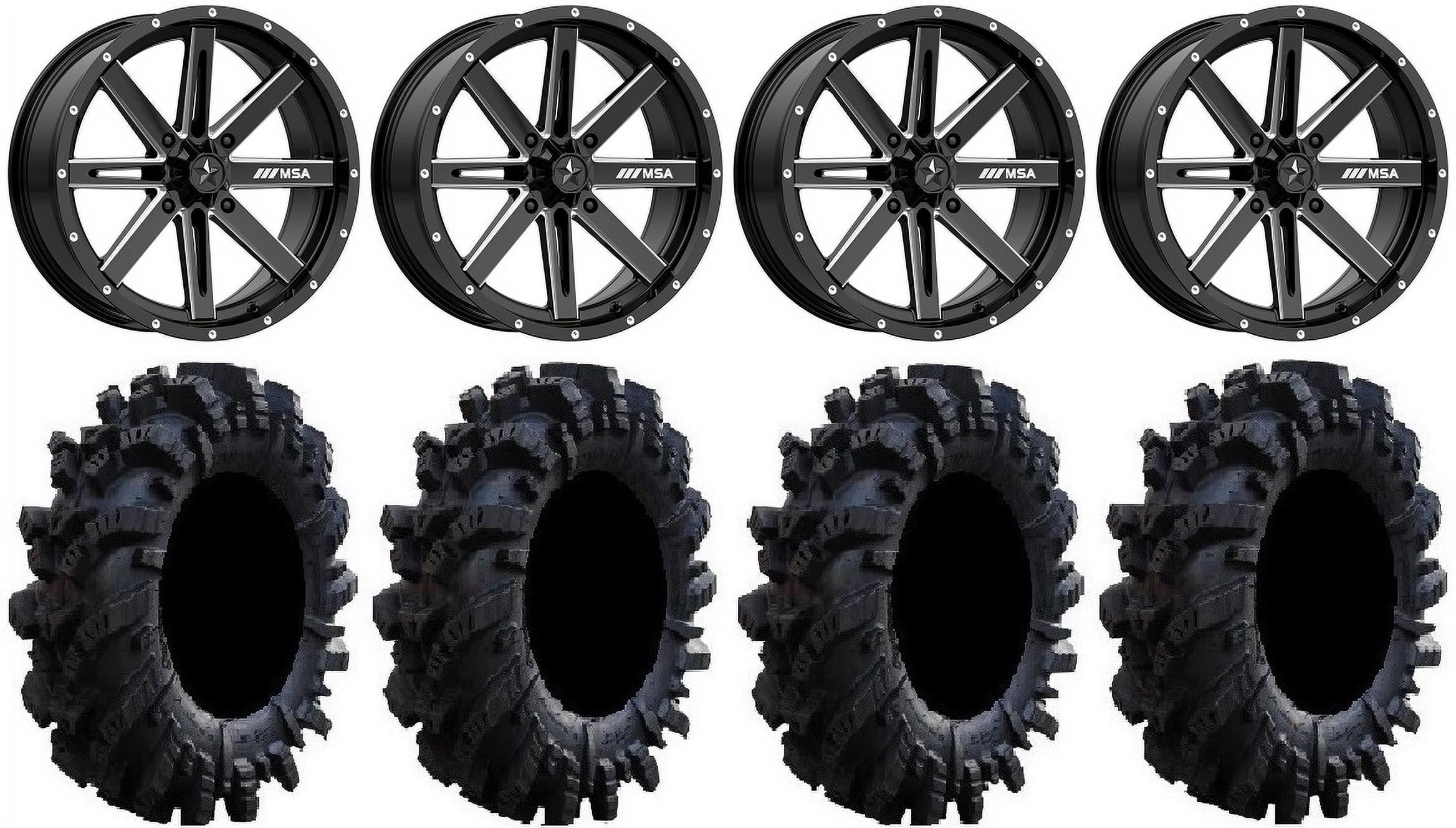 MSA Milled Boxer 18" ATV Wheels 36" Intimidator Tires Can-Am Commander ...