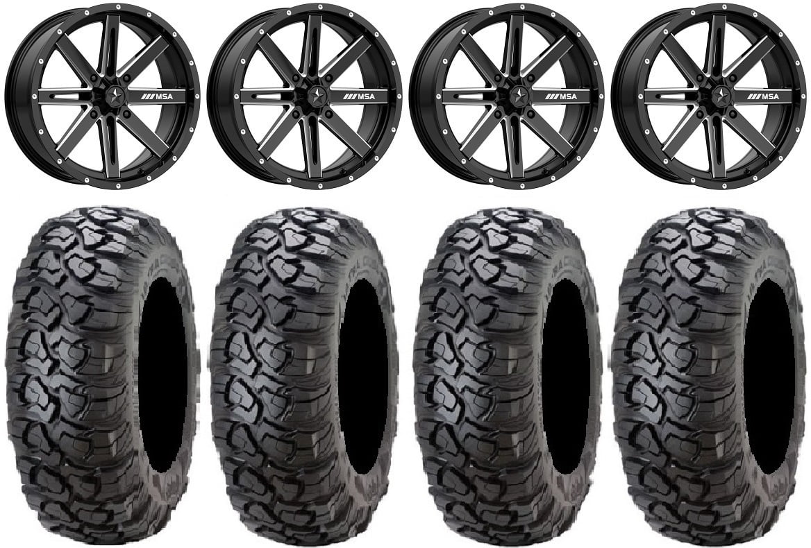 MSA Milled Boxer 18" Wheels 34" Ultracross Tires Polaris RZR XP 1000 ...