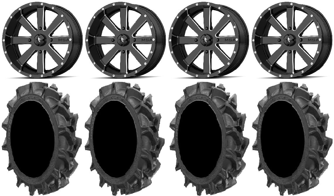 MSA Milled Flash 20" UTV Wheels 33" MotoHavok Tires Can-Am Maverick X3 ...