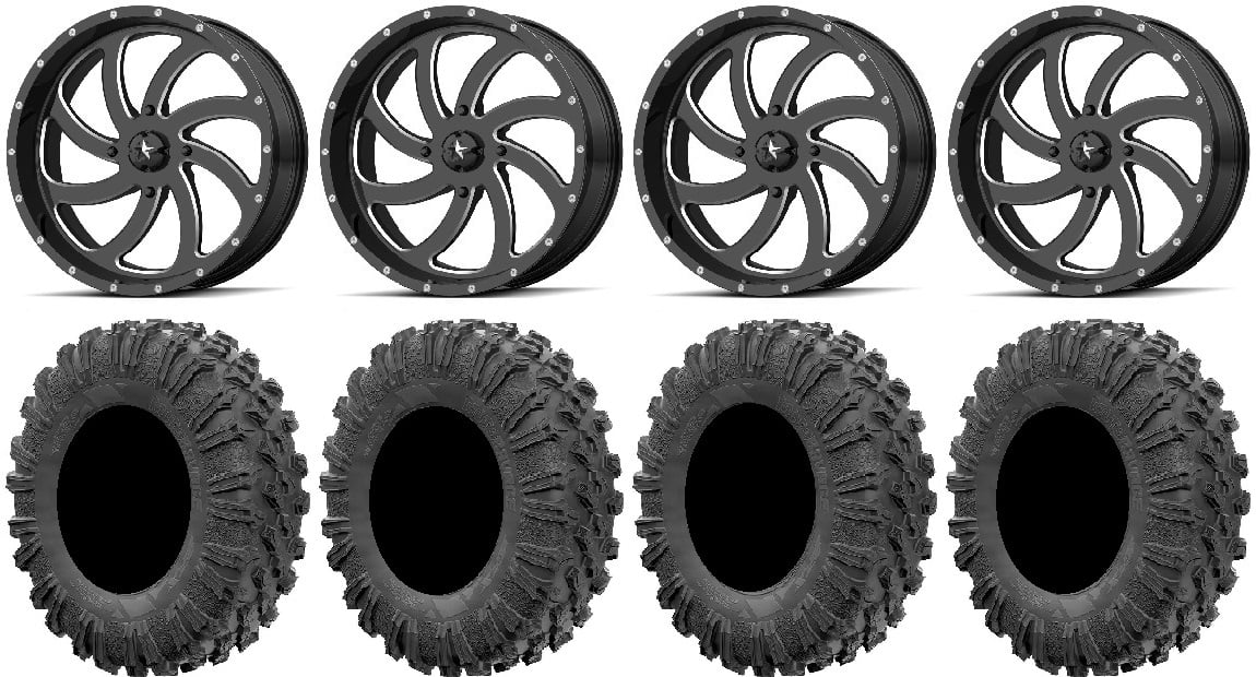 MSA Milled Switch 20" UTV Wheels 35" MotoRavage Tires Polaris RZR XP ...