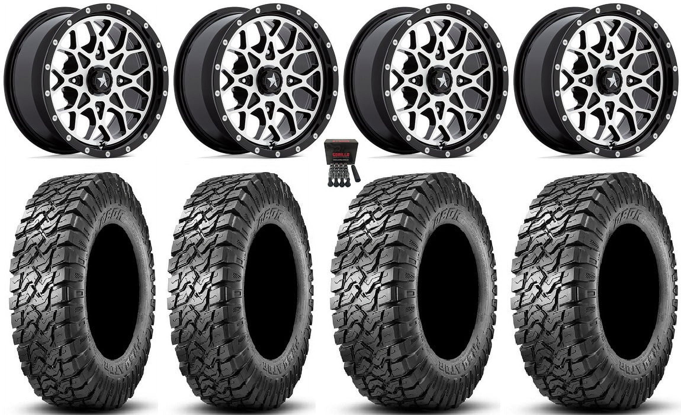MSA Portal 14" Wheels Machined 27" Predator Tires Can-Am Maverick X3 ...