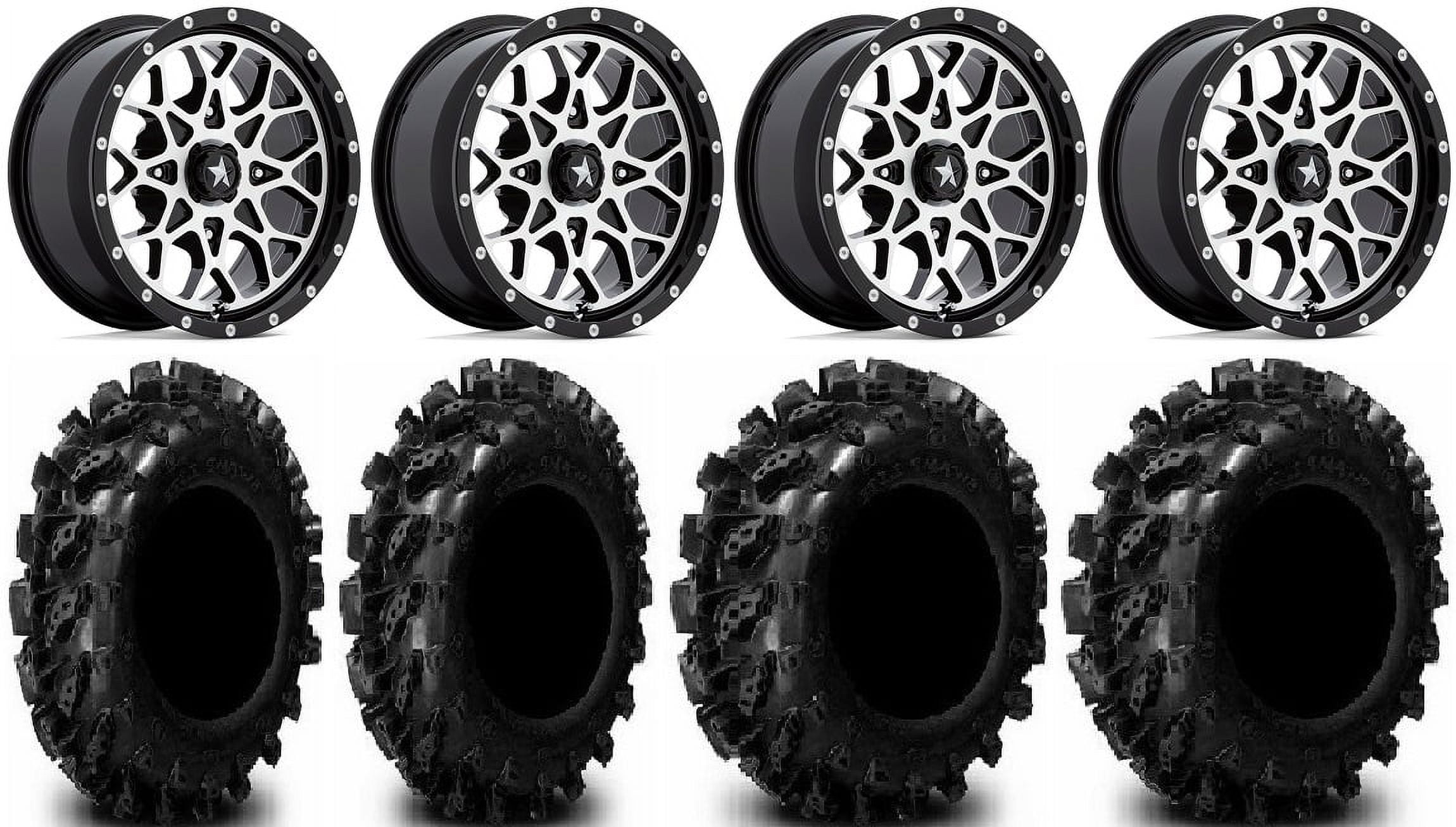MSA Portal 14" Wheels Machined 27" Swamp Lite Tires Polaris RZR XP 1000 ...