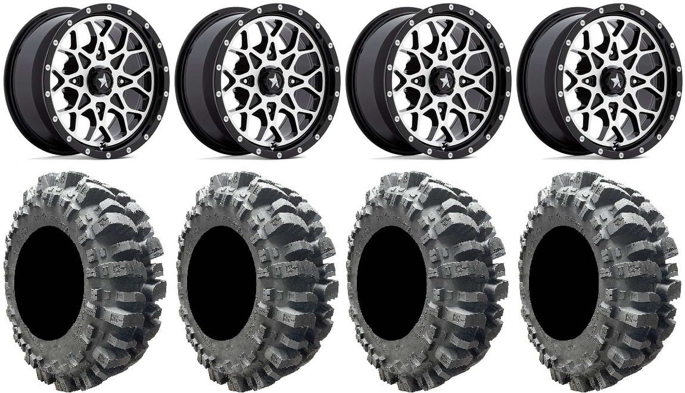 MSA Portal 14" Wheels Machined 28" Bogger Tires Polaris RZR XP 1000 ...