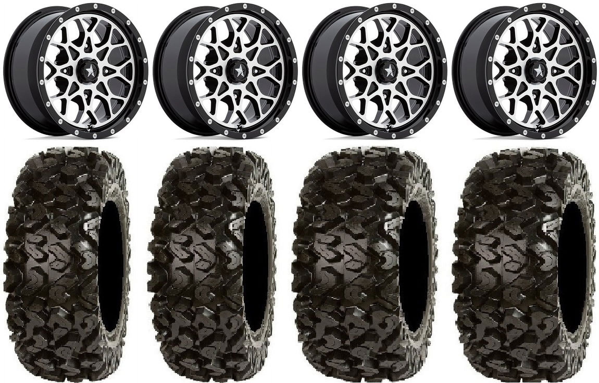 MSA Portal 14" Wheels Machined 28" Rip Saw Tires Can-Am Maverick X3 ...