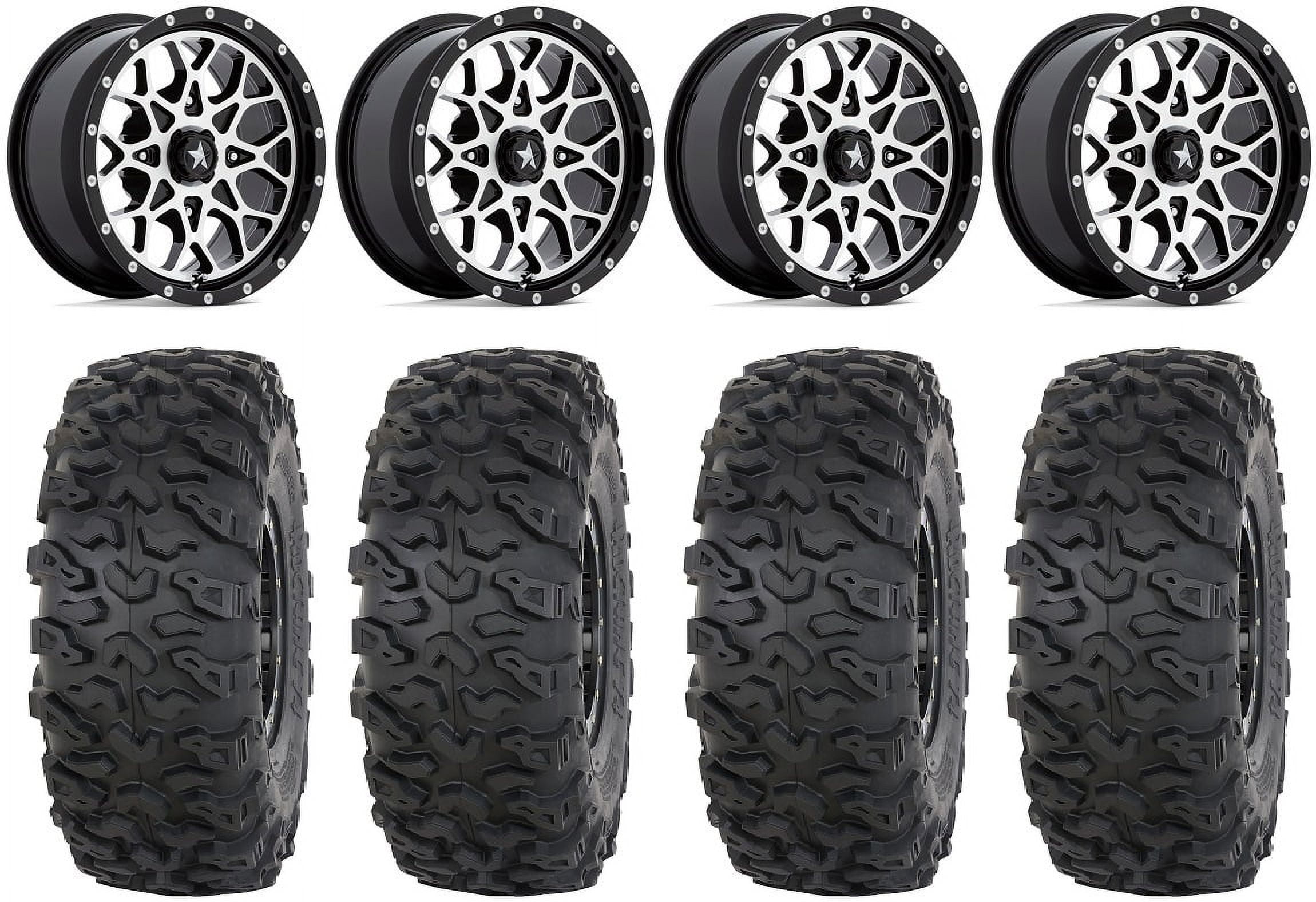MSA Portal 14" Wheels Machined 28" Roctane T4 Tires Sportsman RZR ...