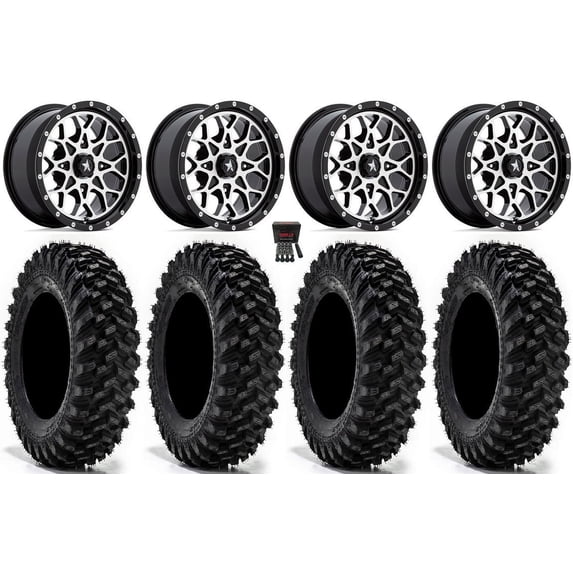 MSA Portal 14" Wheels Machined 28" Warrior XT Tires Honda Rincon Yamaha ...