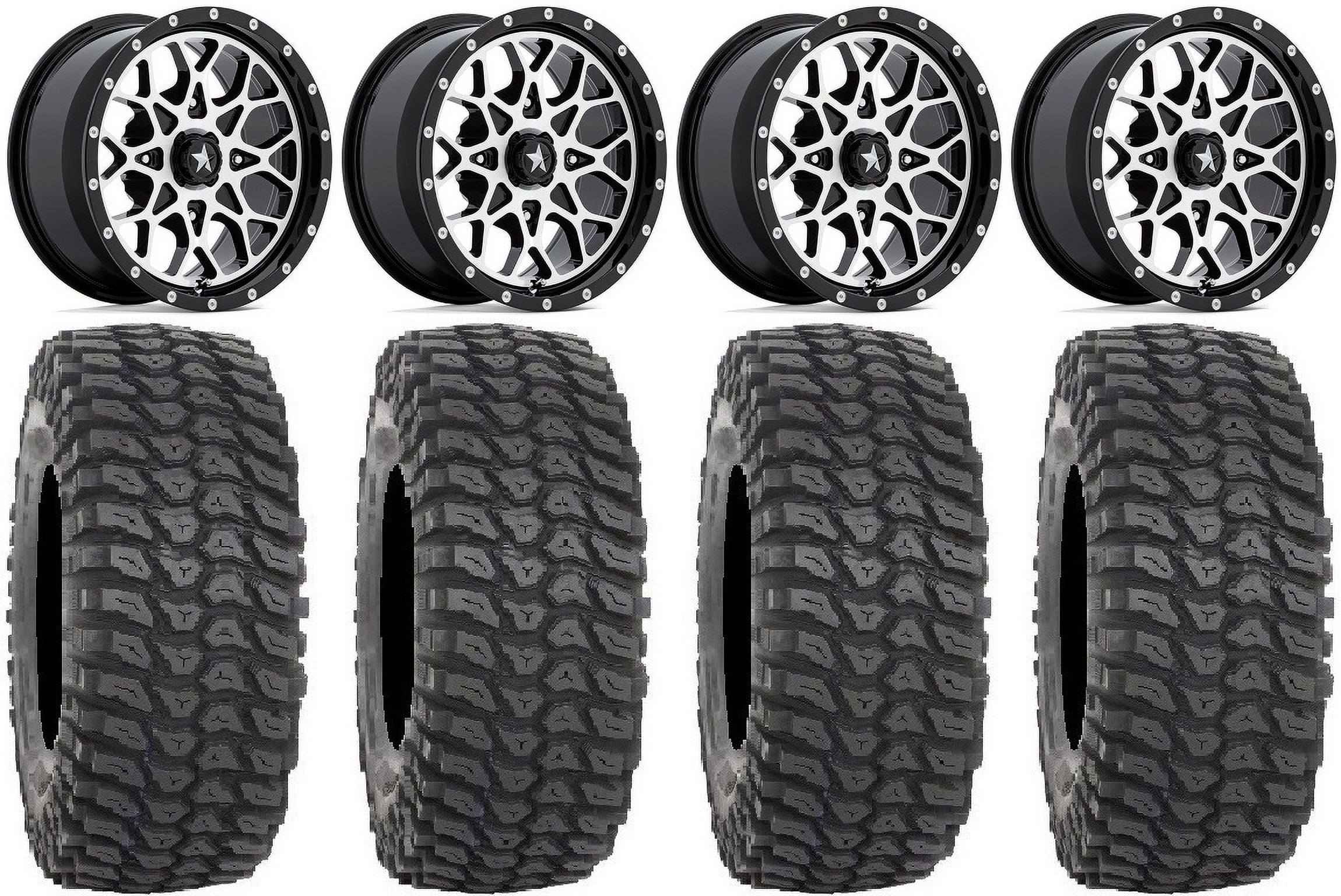 MSA Portal 14" Wheels Machined 28" XCR350 Tires Yamaha Viking Wolverine ...