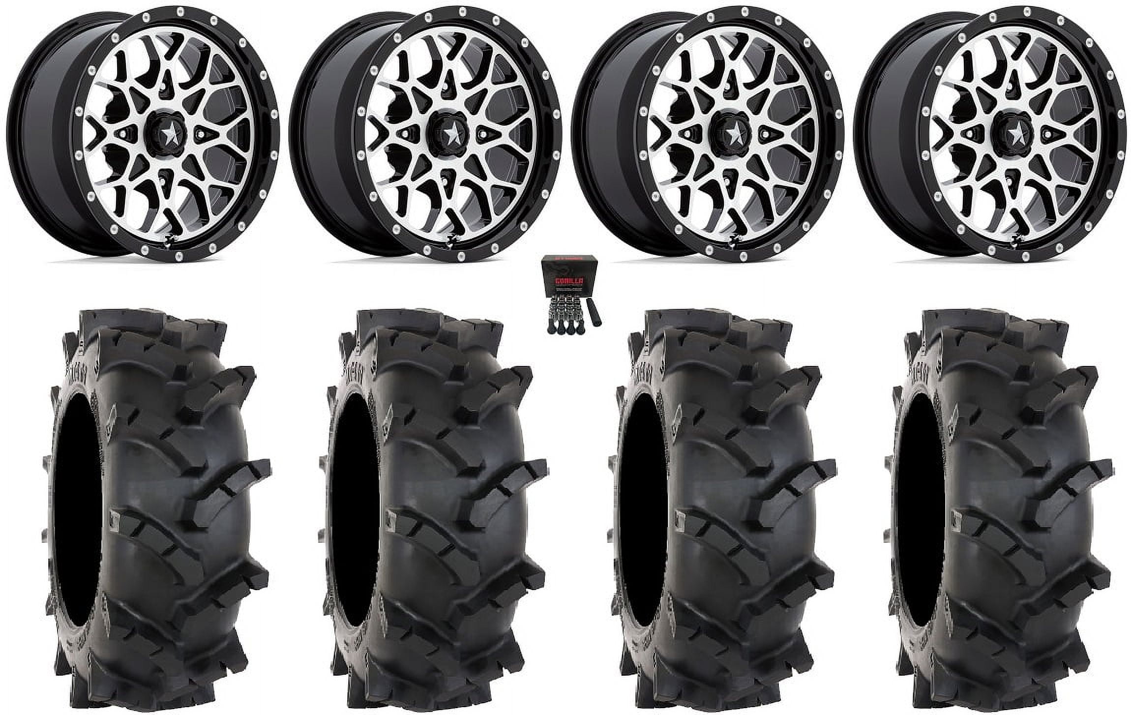 MSA Portal 14" Wheels Machined 30" MT410 Tires Yamaha Viking Wolverine ...