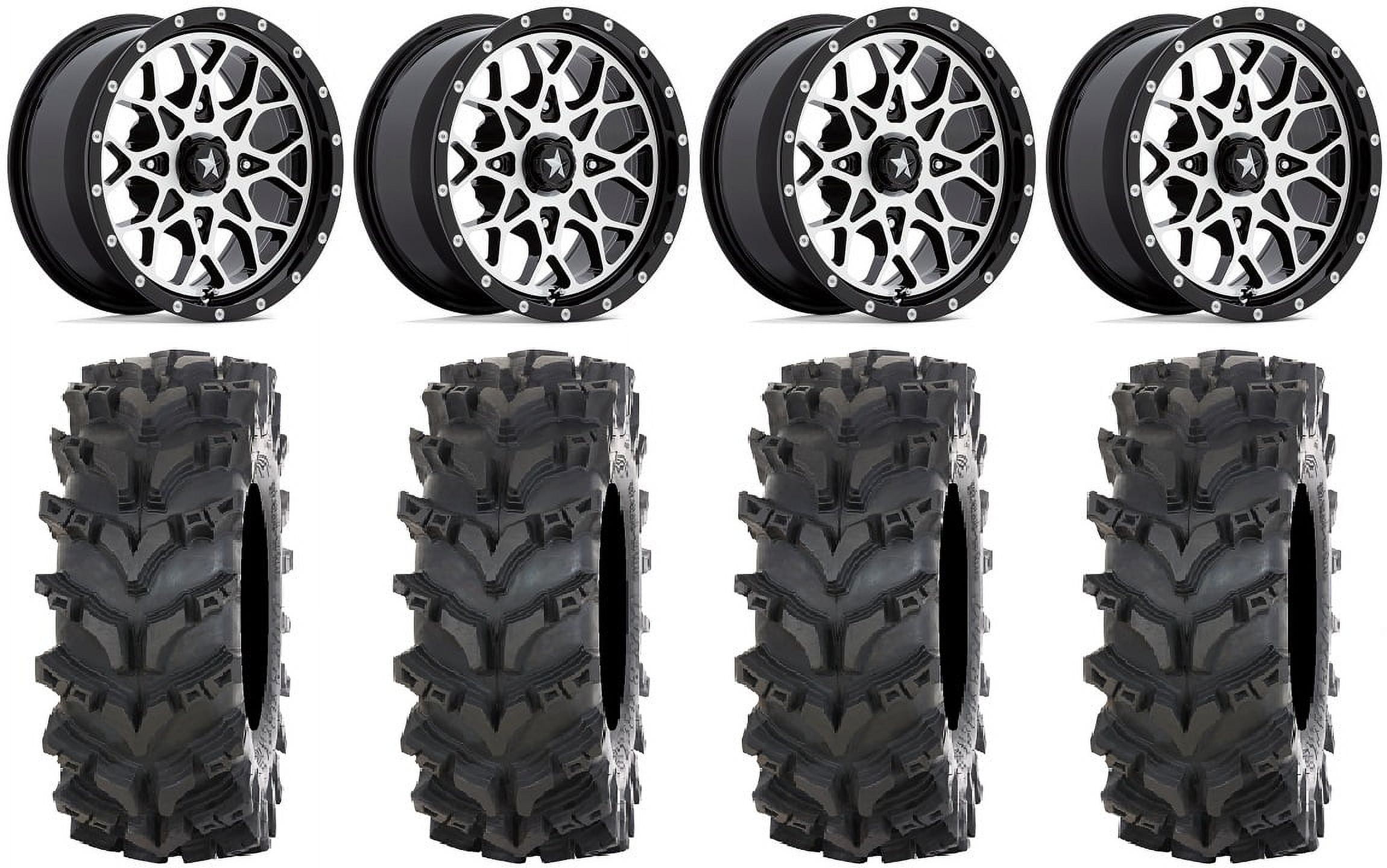 MSA Portal 14" Wheels Machined 30" Out&Back Max Tires Yamaha Viking ...