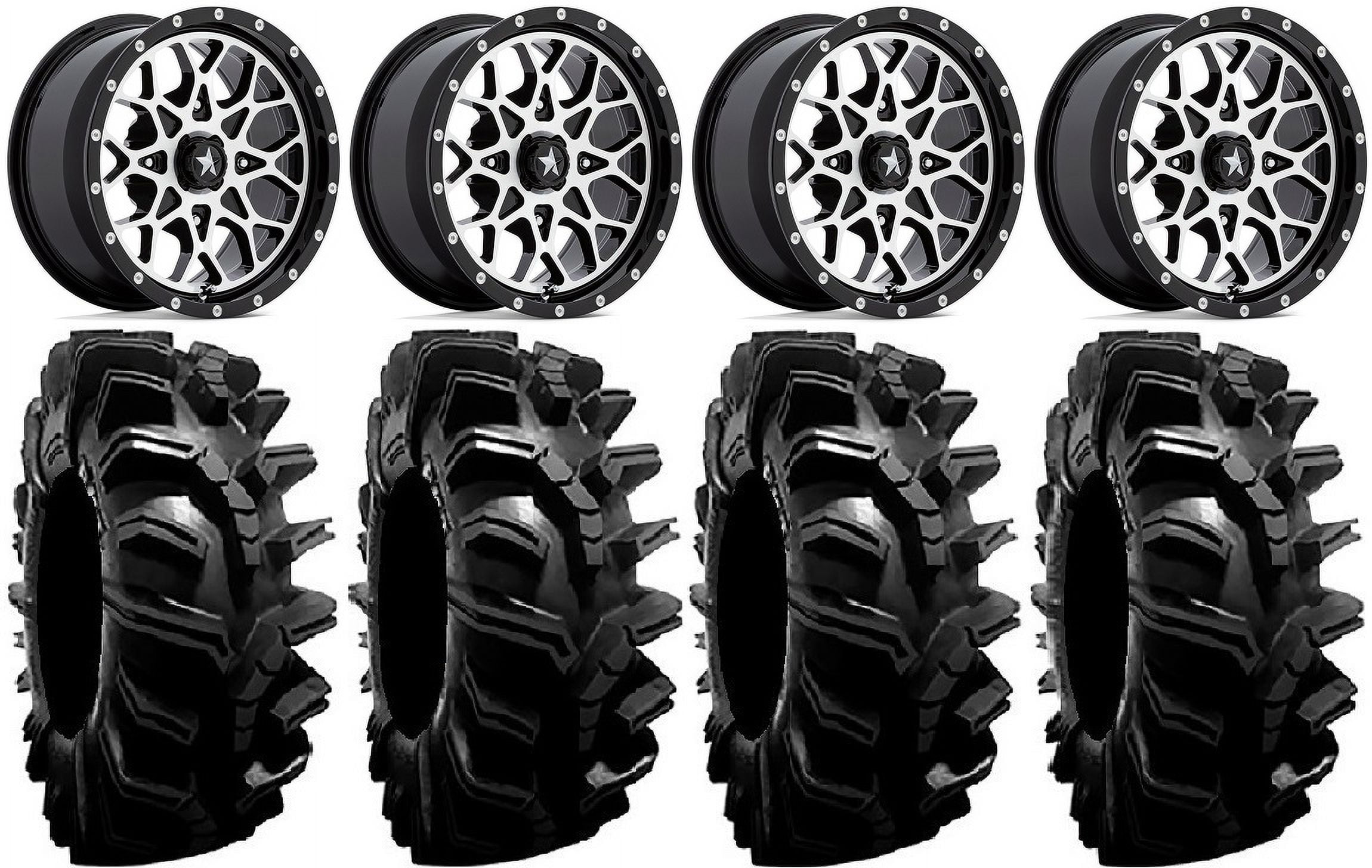 MSA Portal 14" Wheels Machined 32" BogMax Tires Sportsman RZR Ranger ...