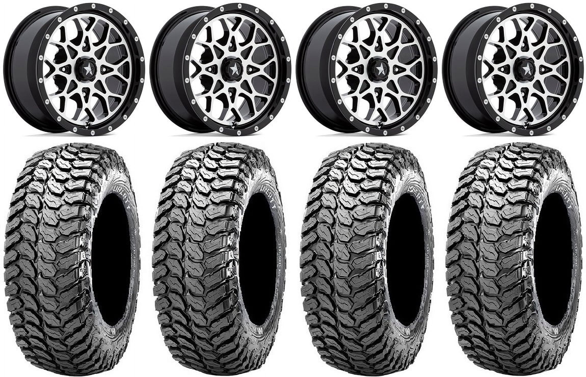 MSA Portal 14" Wheels Machined 32" Liberty Tires Can-Am Maverick X3 ...