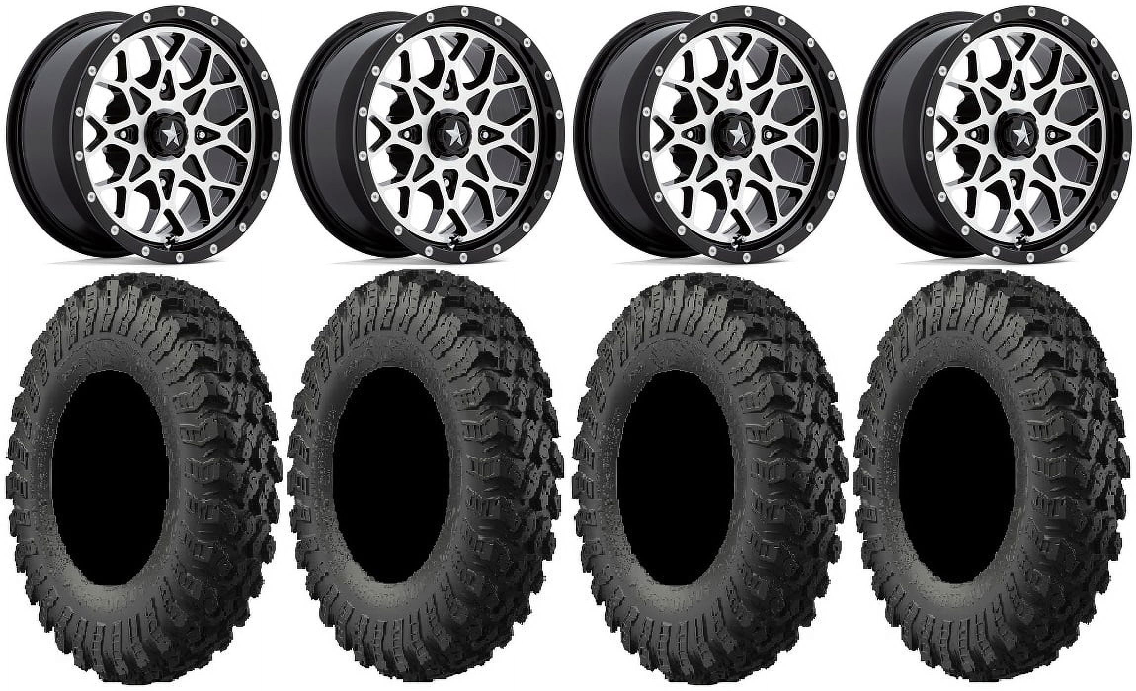 MSA Portal 14" Wheels Machined 32" MotoRally Tires Honda Rincon Yamaha ...
