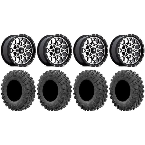 MSA Portal 14" Wheels Machined 32" MotoRavage Tires Sportsman RZR ...
