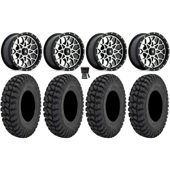 MSA Portal 14" Wheels Machined 32" Warrior AT Tires Can-Am Commander ...