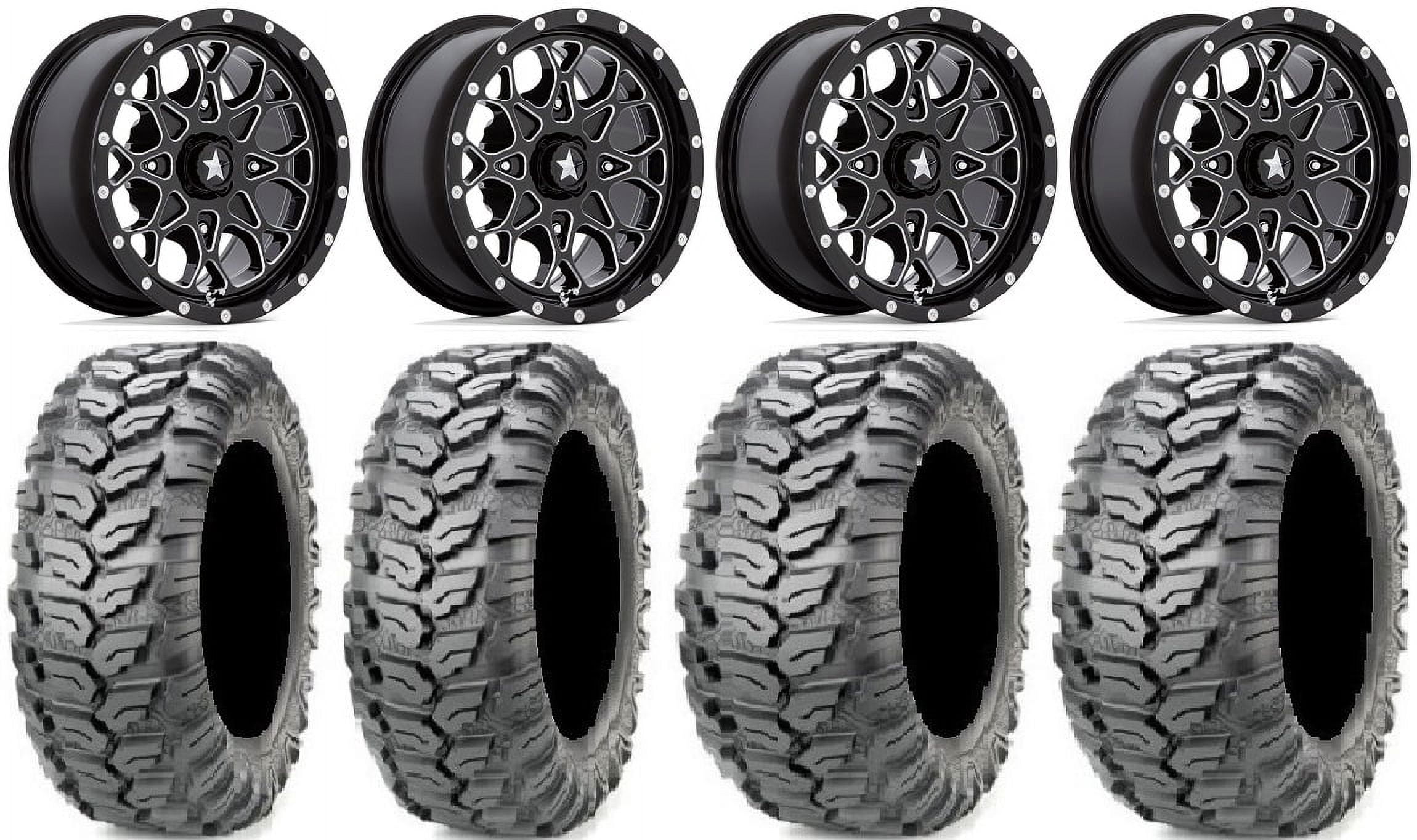 MSA Portal 14" Wheels Milled 26" Ceros Tires Yamaha Viking Wolverine ...