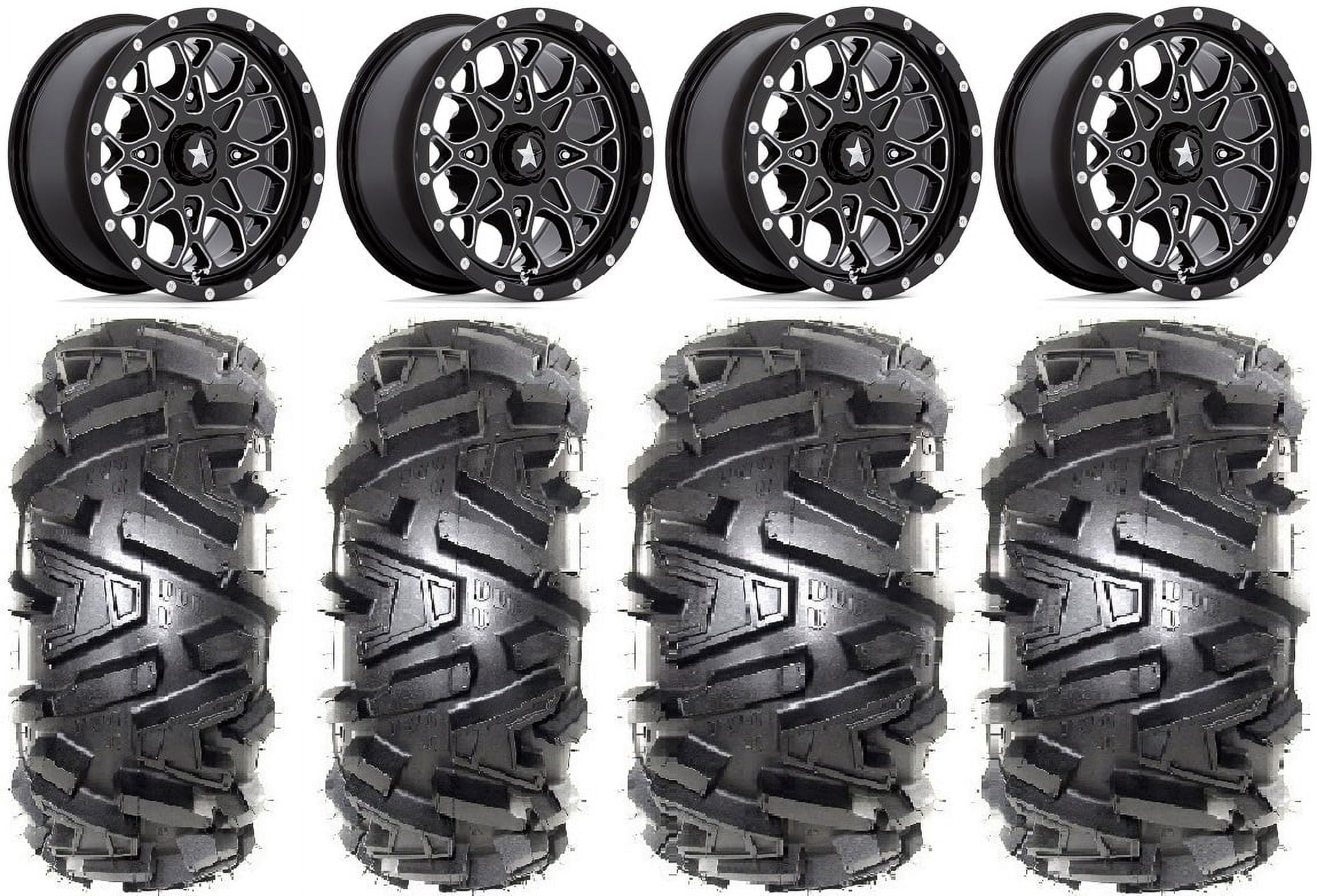 MSA Portal 14" Wheels Milled 27" Moto MTC Tires Honda Rincon Yamaha ...