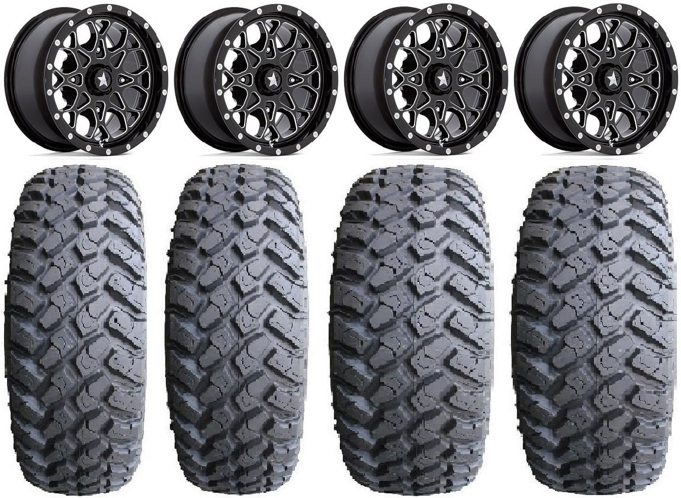 MSA Portal 14" Wheels Milled 27" MotoHammer Tires Yamaha Viking ...