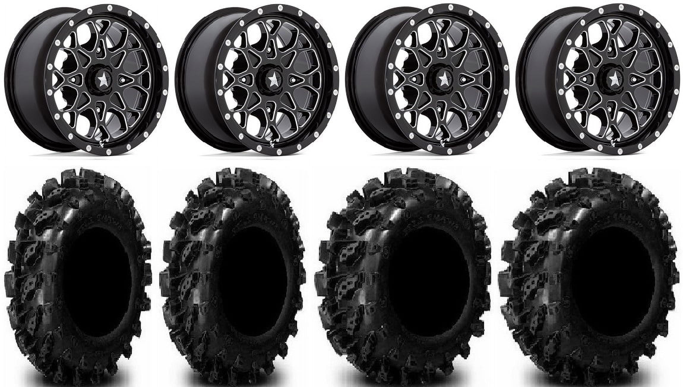 MSA Portal 14" Wheels Milled 27" Swamp Lite Tires Yamaha Viking ...