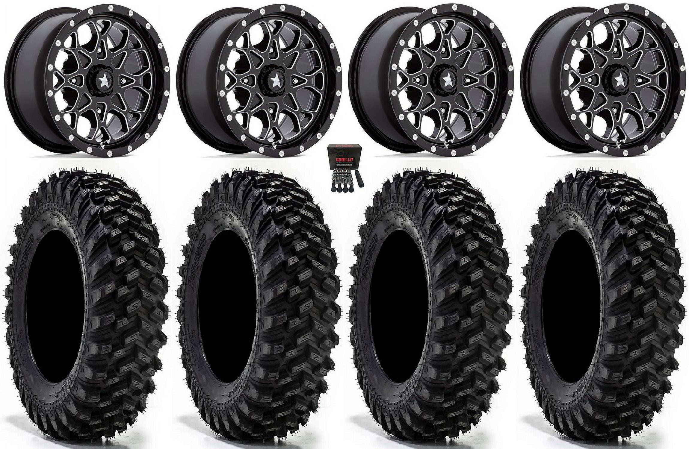 MSA Portal 14" Wheels Milled 28" Warrior XT Tires Sportsman RZR Ranger ...