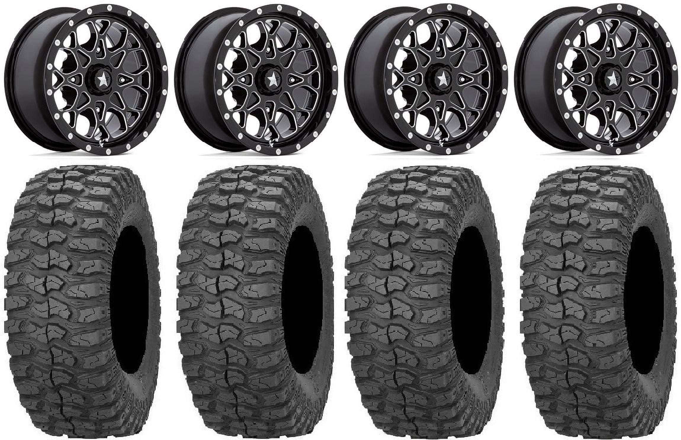 MSA Portal 14" Wheels Milled 30" Rock-A-Billy Tires Yamaha Viking ...