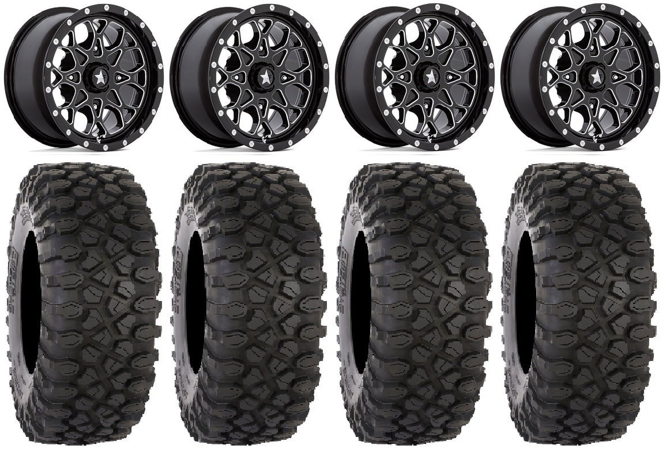 MSA Portal 14" Wheels Milled 30" XC450 Tires Sportsman RZR Ranger ...