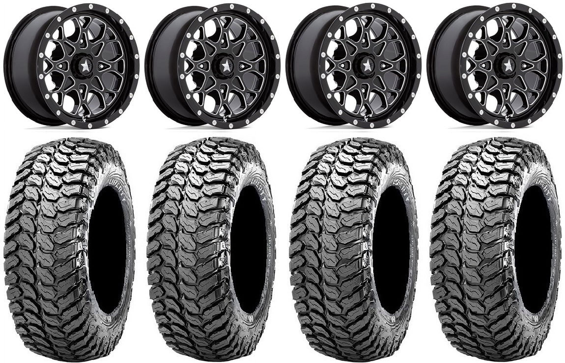 MSA Portal 14" Wheels Milled 32" Liberty Tires Yamaha Viking Wolverine ...