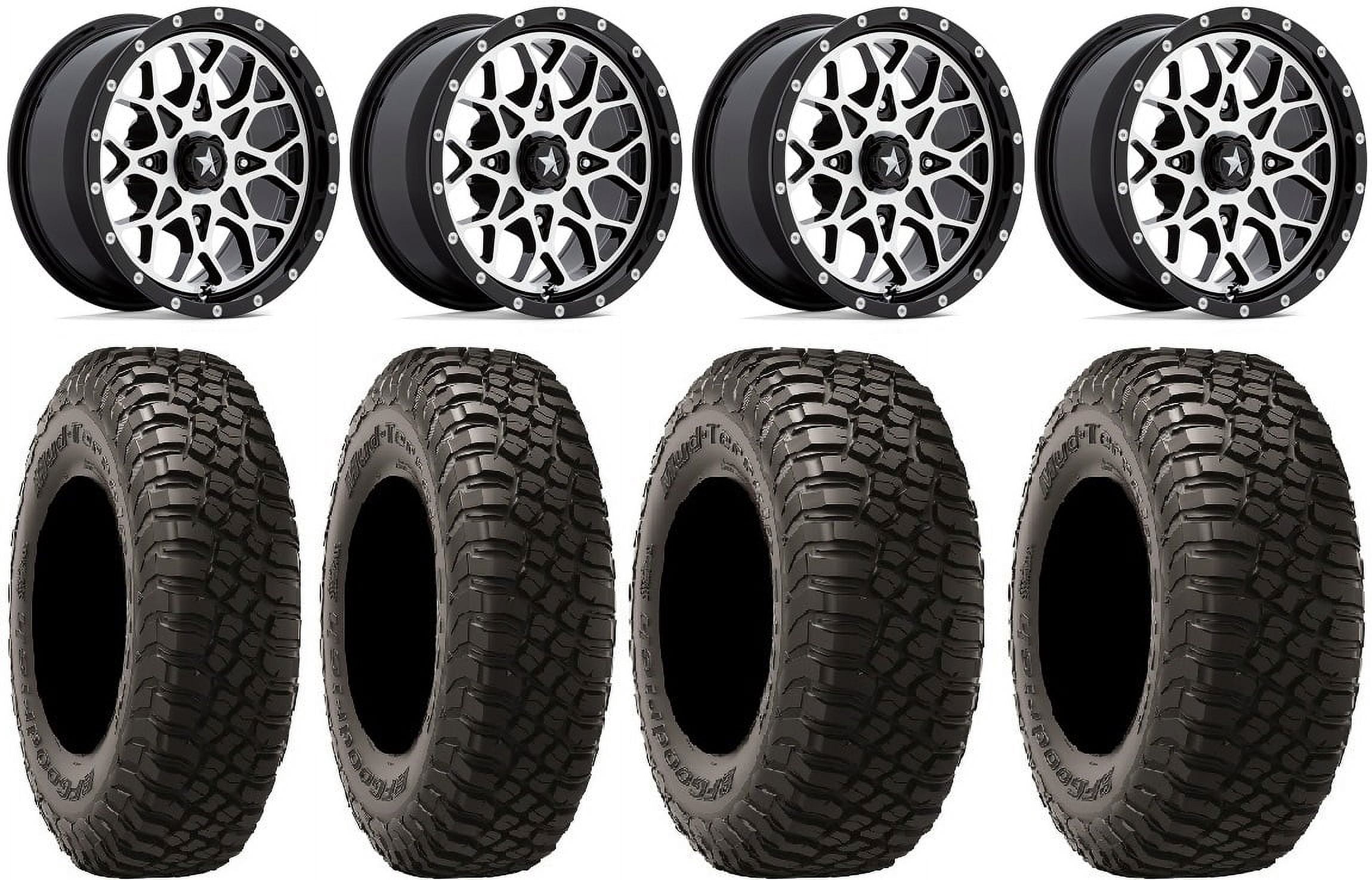 MSA Portal 15" Wheels Machined 30" BFG KM3 Tires Kawasaki Mule Pro FXT ...