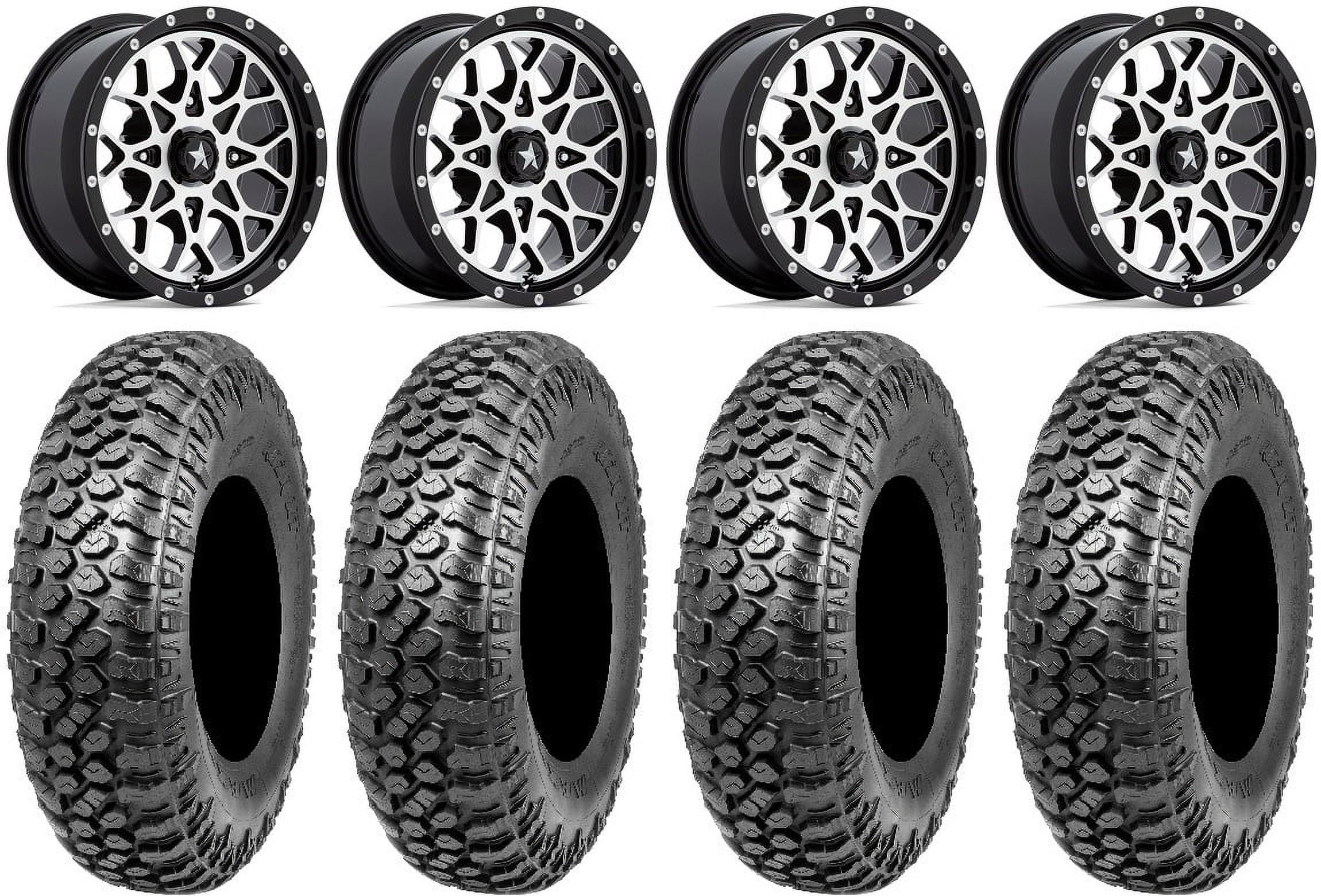 MSA Portal 15" Wheels Machined 32" RAZR XT Tires Kawasaki Mule Pro FXT ...
