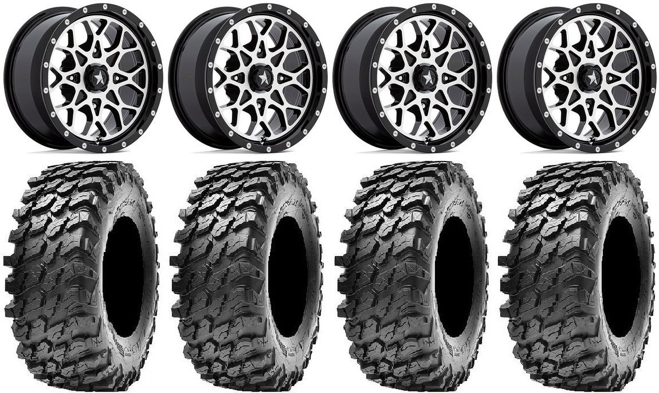 MSA Portal 15" Wheels Machined 32" Rampage Tires Polaris RZR XP 1000 ...