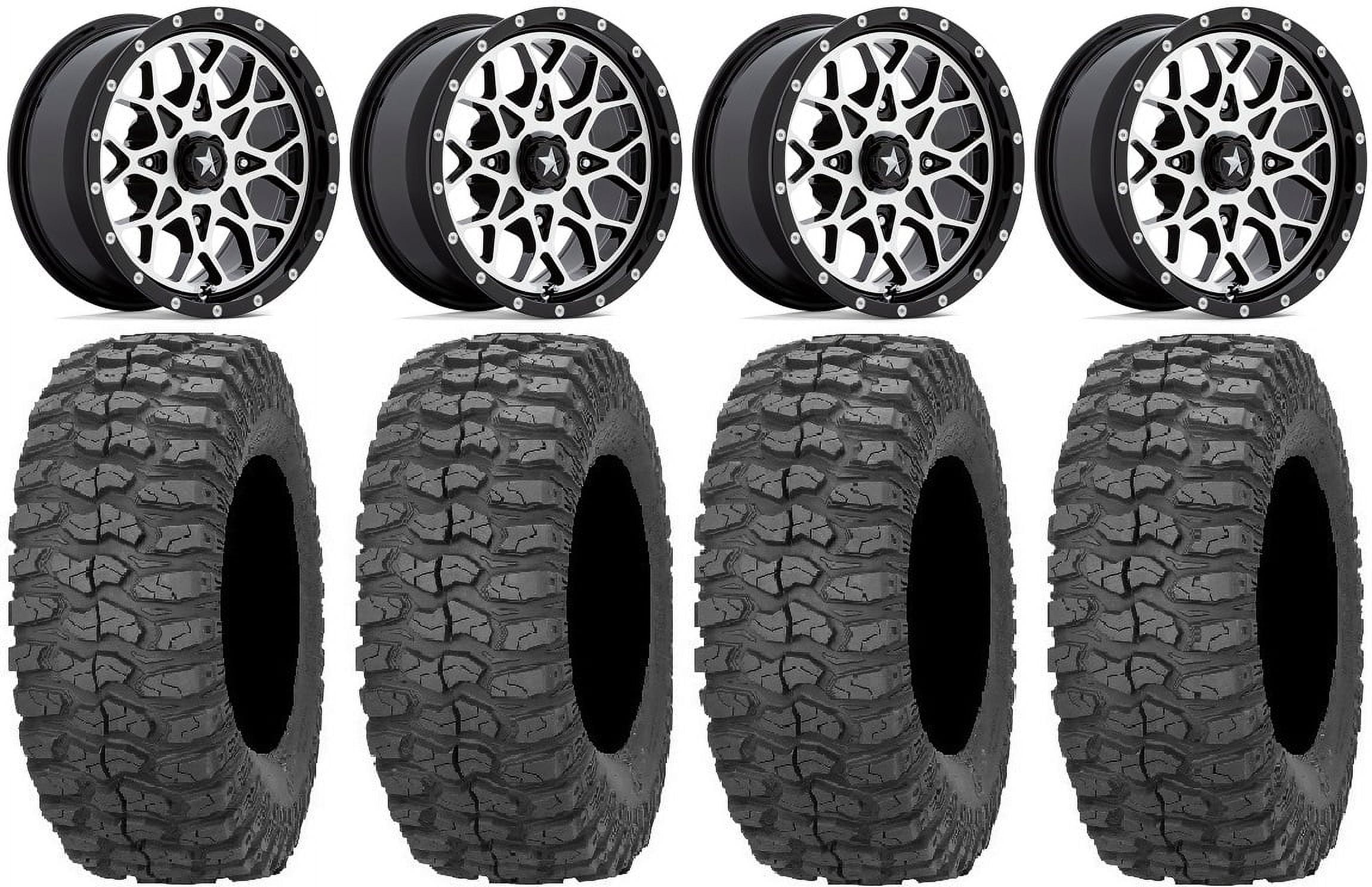 MSA Portal 15" Wheels Machined 32" Rock-A-Billy Tires Polaris RZR XP 1000 / PRO XP / Ranger XP ...