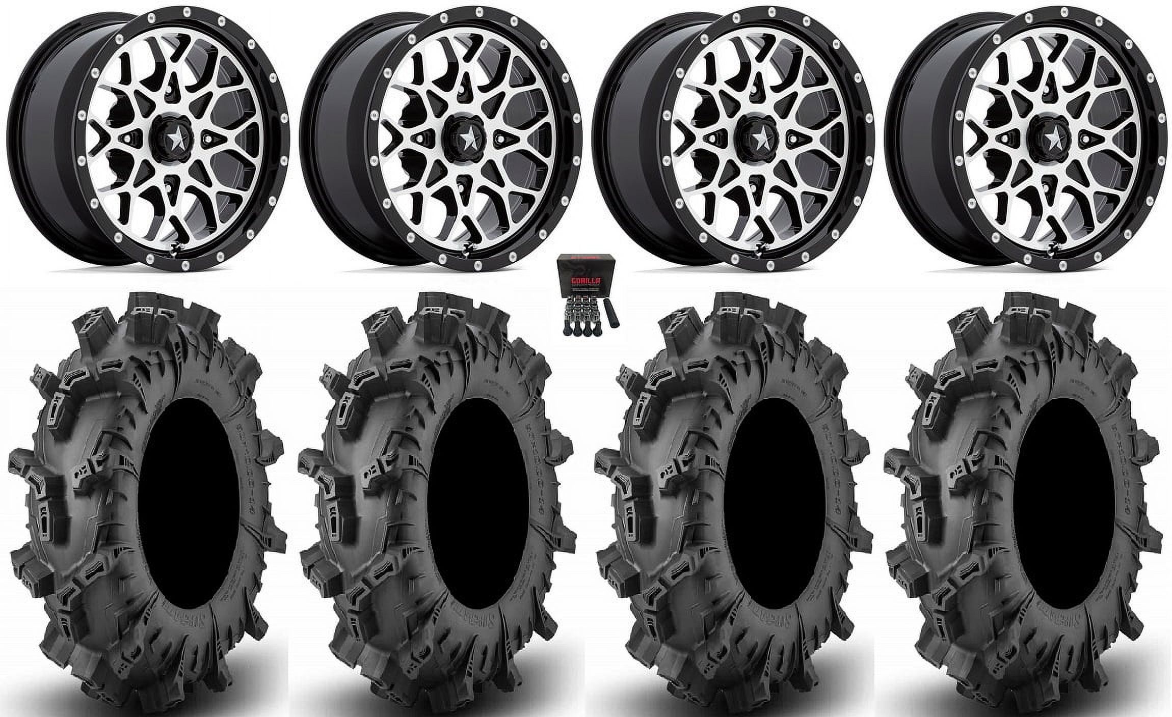 MSA Portal 15" Wheels Machined 32" Terminator Max Tires Can-Am Maverick ...