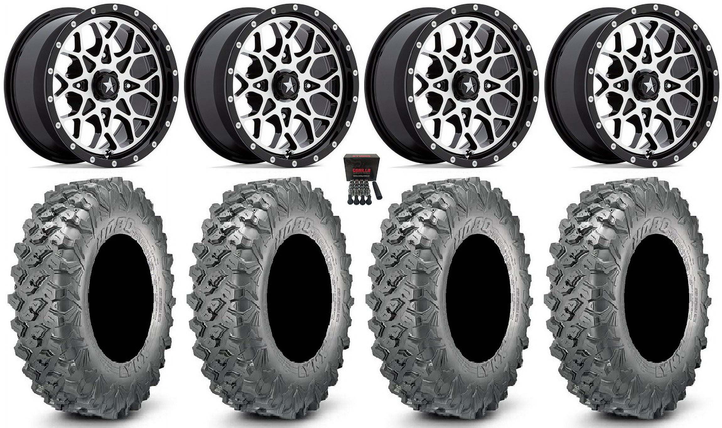 MSA Portal 15" Wheels Machined 35" Lynx SXS Tires Can-Am Commander ...