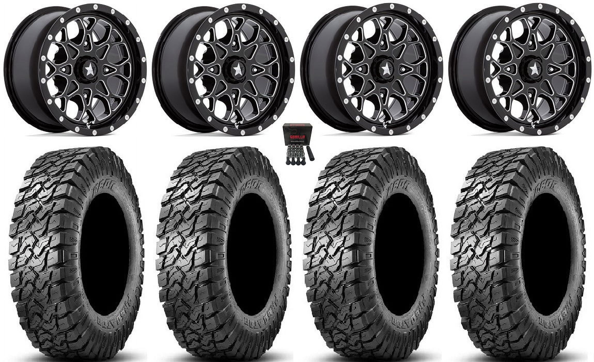 MSA Portal 15" Wheels Milled 30" Predator Tires Kawasaki Mule Pro FXT ...