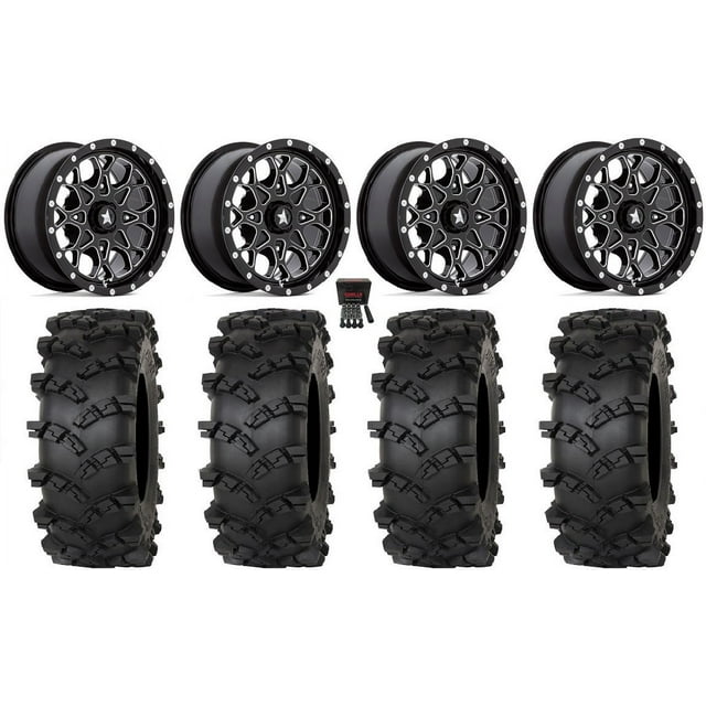 MSA Portal 15" Wheels Milled 32" Outlaw M/T Tires Can-Am Commander ...