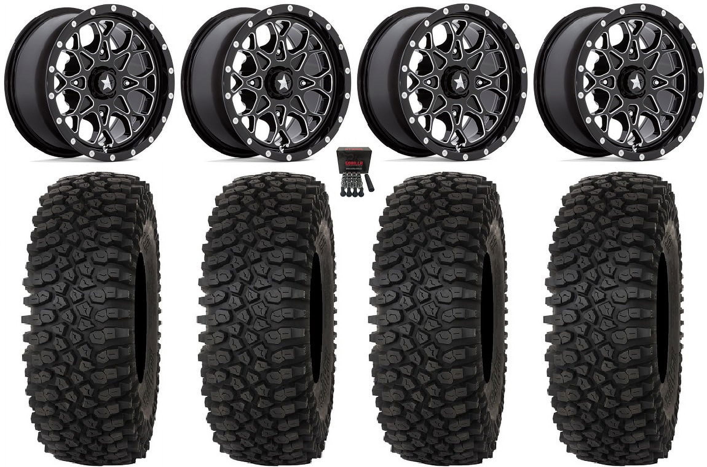 MSA Portal 15" Wheels Milled 32" Roctane STX Tires Polaris RZR XP 1000 ...