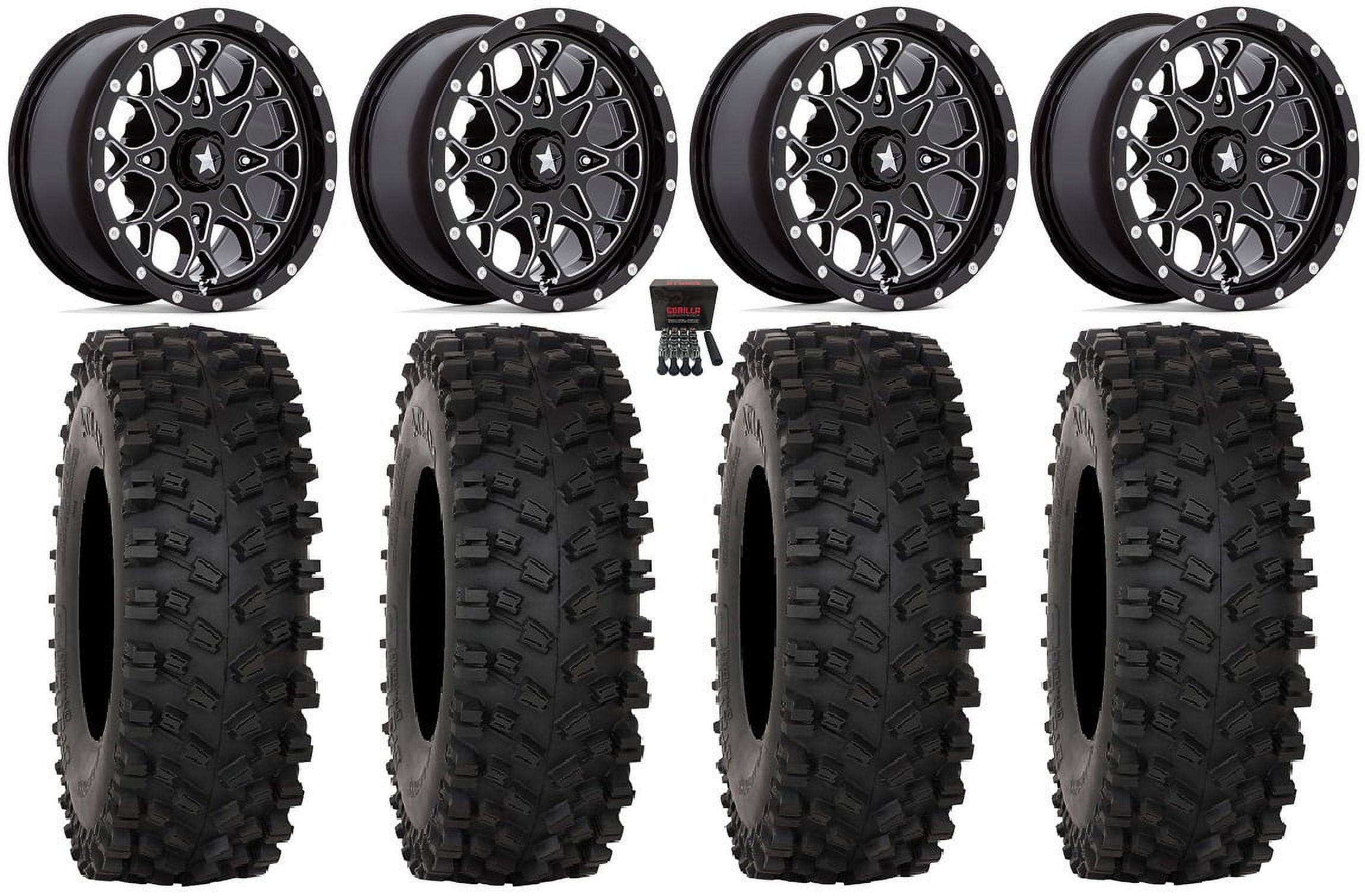 MSA Portal 15" Wheels Milled 33" ATX470 Tires Polaris RZR XP 1000 / PRO ...