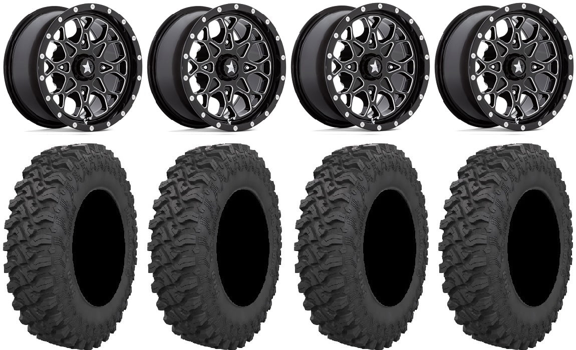 MSA Portal 15" Wheels Milled 33" Pro Runner Tires Polaris RZR XP 1000 ...