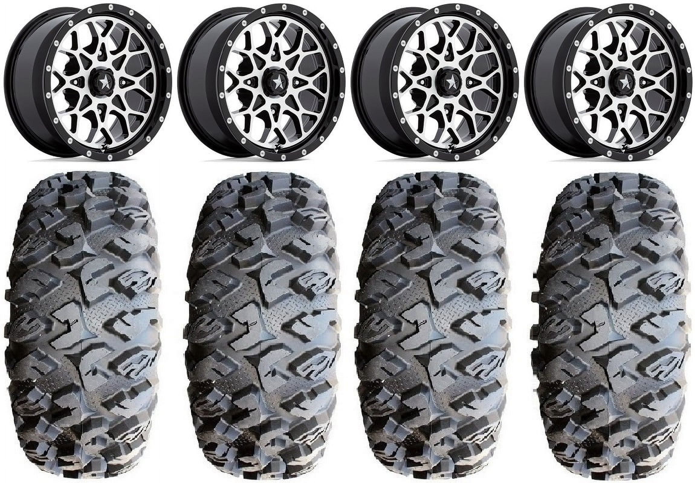 MSA Portal 16" Wheels Machined 32" MotoClaw Tires Sportsman RZR Ranger ...