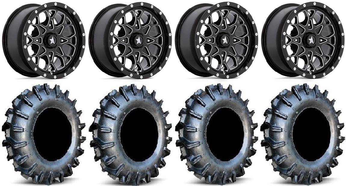 MSA Portal 16" Wheels Milled 34" MotoBoss Tires Polaris RZR XP 1000 ...