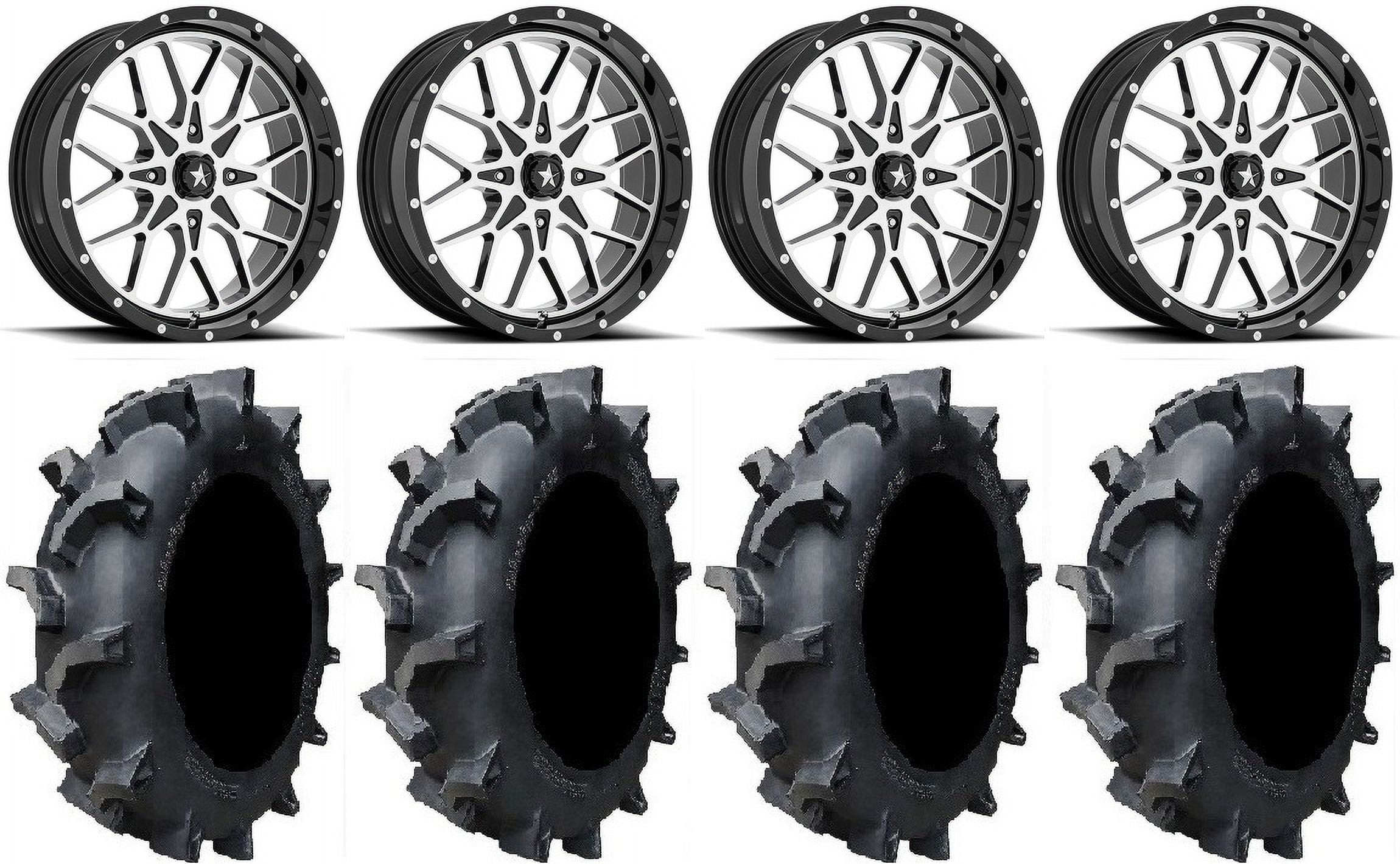 MSA Portal 18" Wheels Machined 35" Interforce 628 Tires Kawasaki Teryx ...