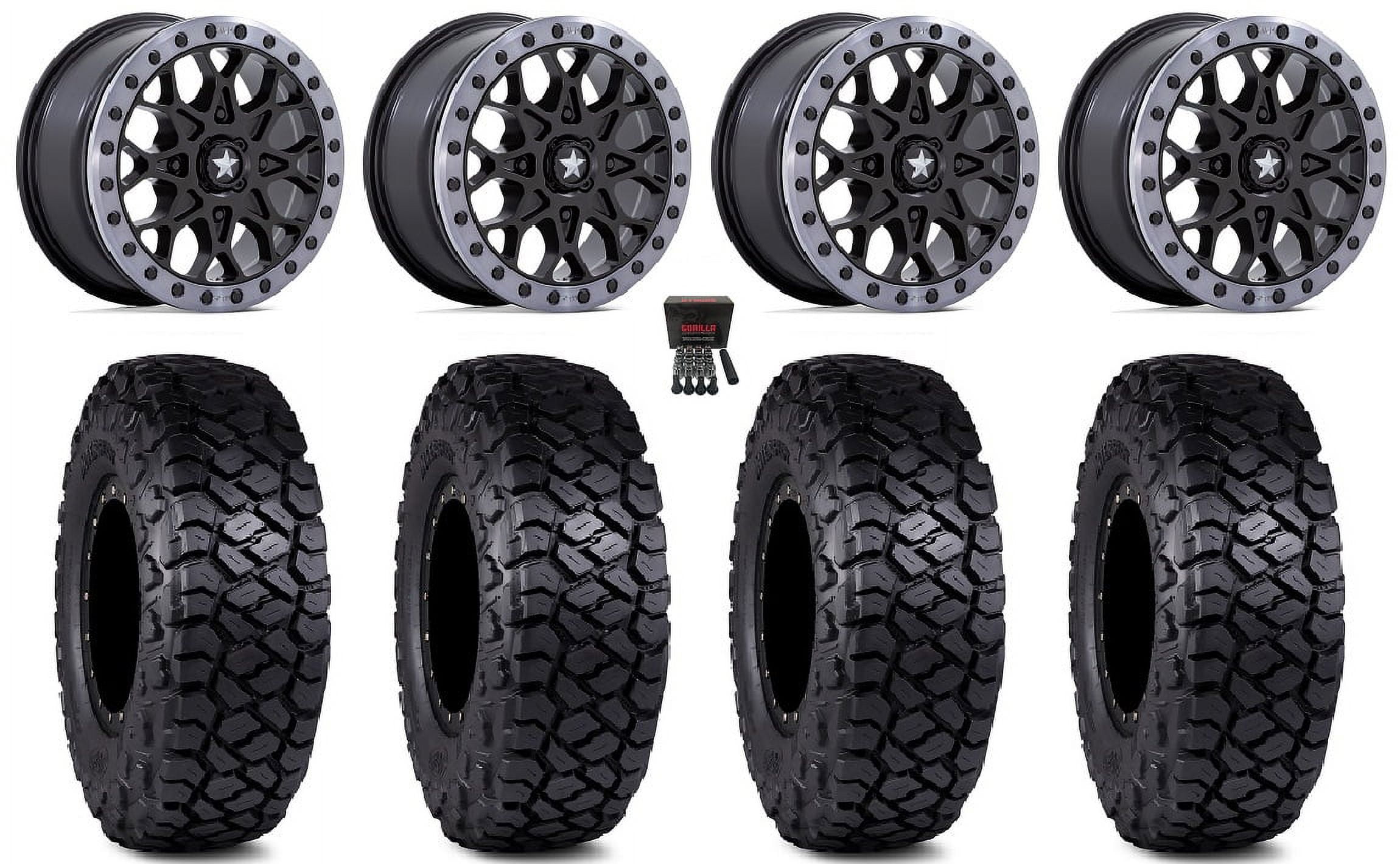 MSA Portal Beadlock 15" Wheels Black 32" Intersect Tires Polaris RZR XP ...